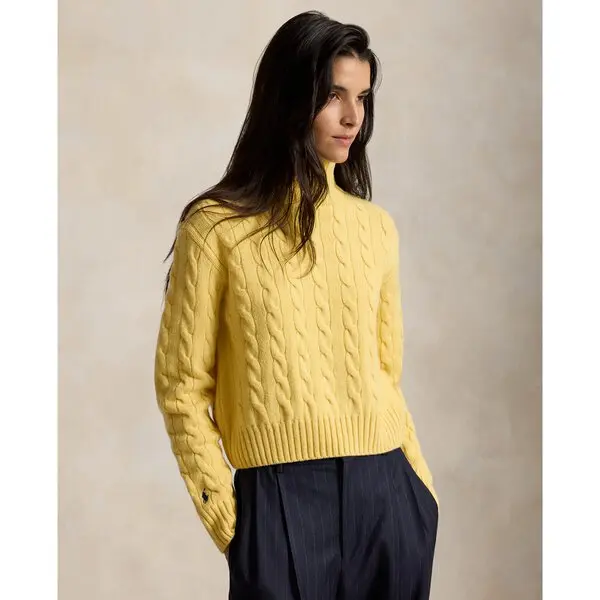 Ralph Lauren Cable-knit Wool-cashmere Turtleneck - Fall Yellow