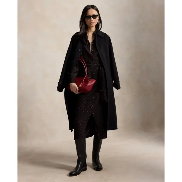 Ralph Lauren Printed Crepe Tie-waist Shirtdress - Multi Dot Black Red