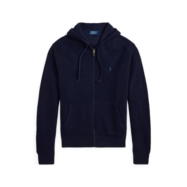 Ralph Lauren Waffle-knit Wool-cotton Hooded Sweater - Hunter Navy