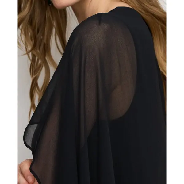 Ralph Lauren Cape Georgette Gown - Black
