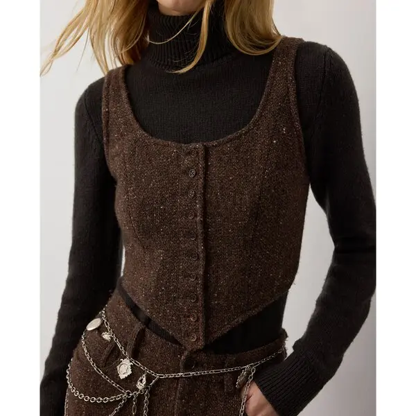 Ralph Lauren Sherry Wool-blend Donegal Tweed Top