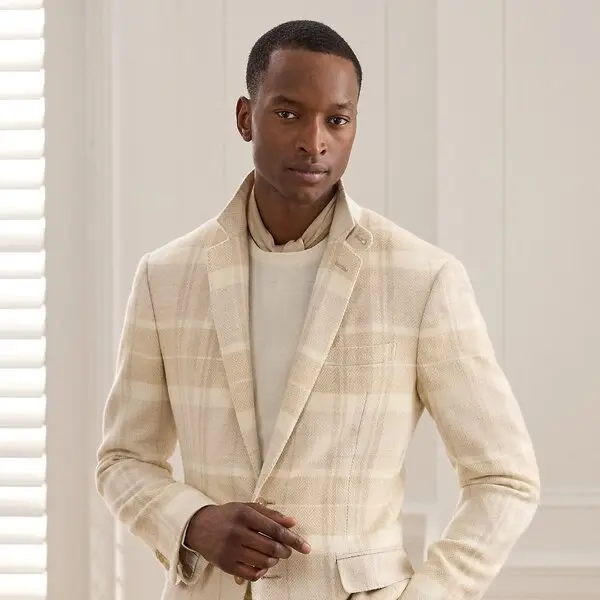 Ralph Lauren Kent Hand-tailored Cashmere-blend Jacket - Champagne Multi