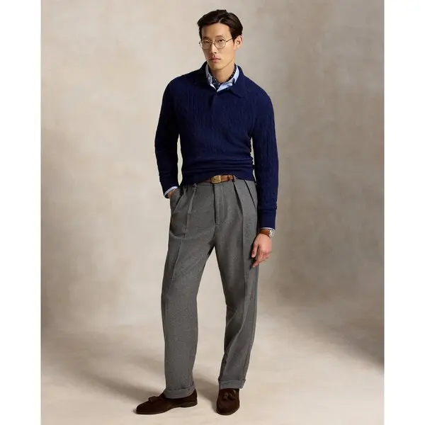 Ralph Lauren Cable-knit Cashmere Polo-collar Sweater