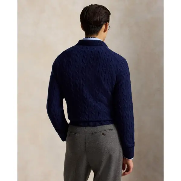 Ralph Lauren Cable-knit Cashmere Polo-collar Sweater