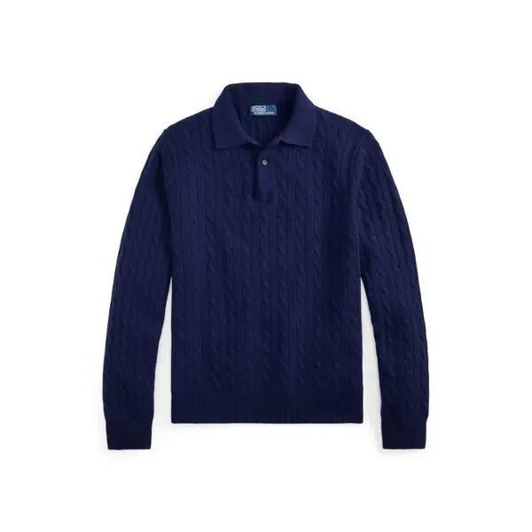 Ralph Lauren Cable-knit Cashmere Polo-collar Sweater