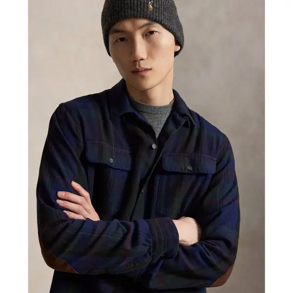 Ralph Lauren Classic Fit Plaid Suede-trim Twill Shirt