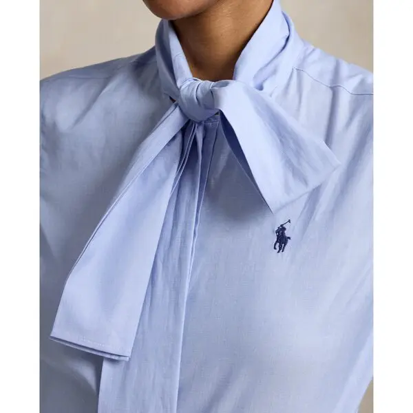 Ralph Lauren Slim Fit Cotton Tie-neck Shirt