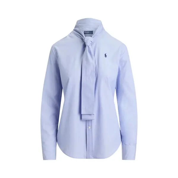 Ralph Lauren Slim Fit Cotton Tie-neck Shirt
