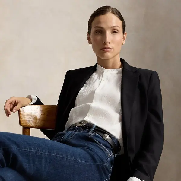 Ralph Lauren Washed Cotton Tuxedo Shirt - White