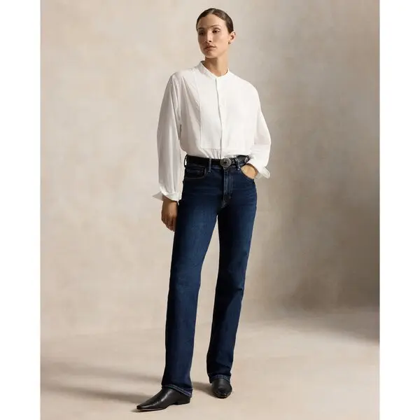 Ralph Lauren Washed Cotton Tuxedo Shirt - White