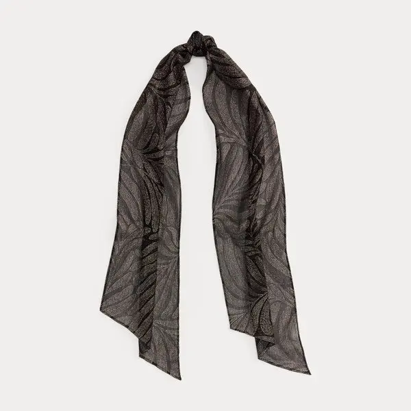 Ralph Lauren Foiled Crinkle Chiffon Wrap Scarf - Espresso Multi
