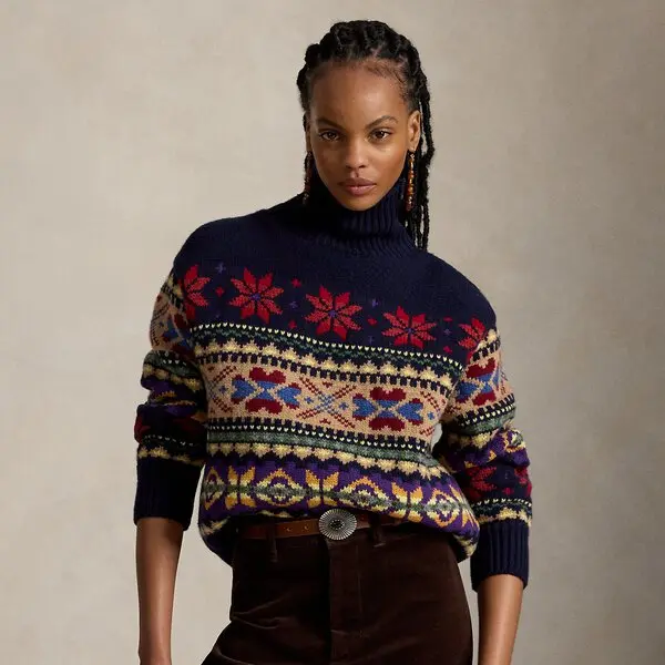 Ralph Lauren Geo-motif Wool-cashmere-blend Turtleneck