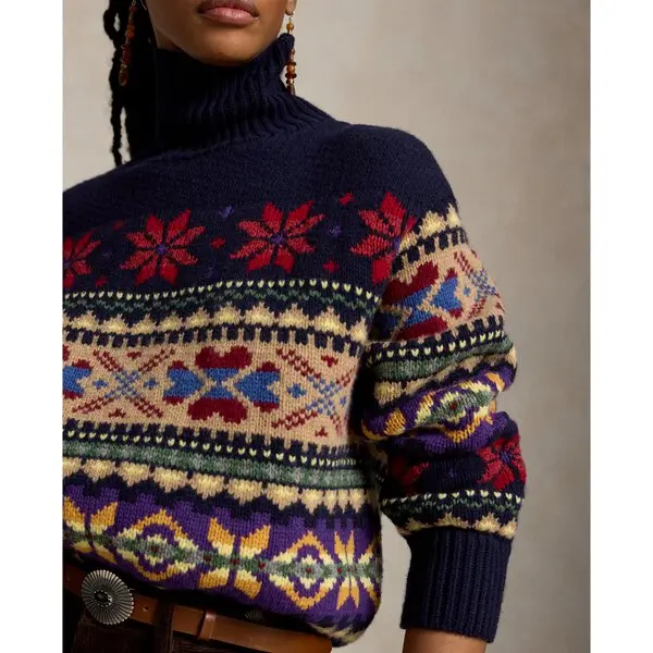 Ralph Lauren Geo-motif Wool-cashmere-blend Turtleneck