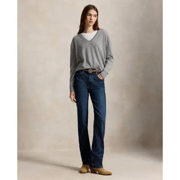 Ralph Lauren Cashmere V-neck Sweater - Gray Heather