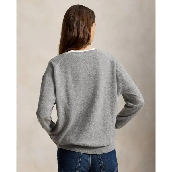 Ralph Lauren Cashmere V-neck Sweater - Gray Heather