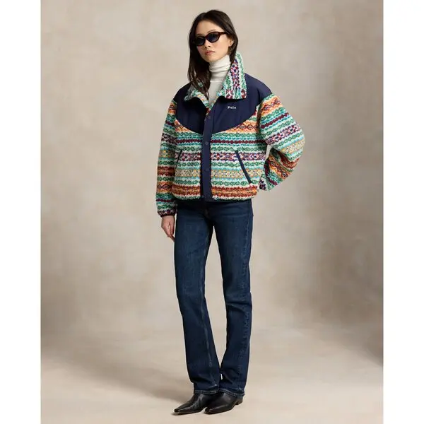 Ralph Lauren Fair Isle High-pile Fleece Mockneck Jacket