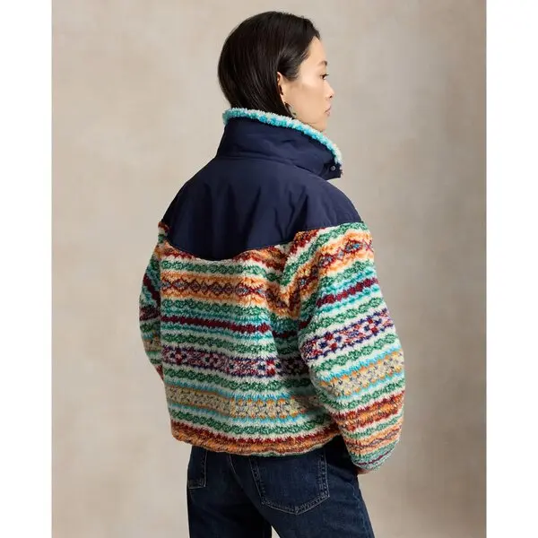 Ralph Lauren Fair Isle High-pile Fleece Mockneck Jacket