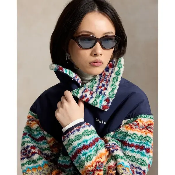 Ralph Lauren Fair Isle High-pile Fleece Mockneck Jacket