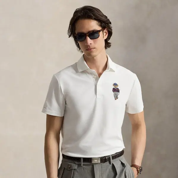 Ralph Lauren Tailored Fit Polo Bear Performance Polo - Ceramic White