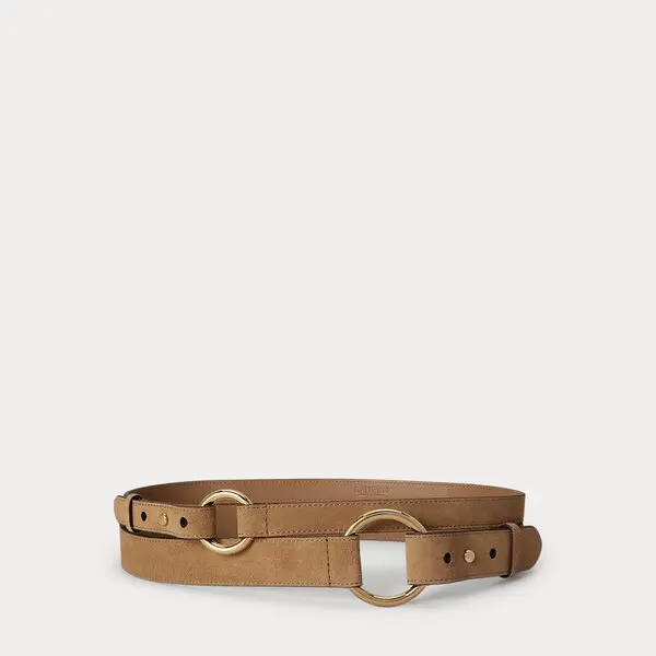 Ralph Lauren Suede O-ring Stacked Wide Belt - Camel