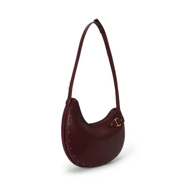 Ralph Lauren Large Tasha Shoulder Bag With Stud Embellishments - Dark Garnet