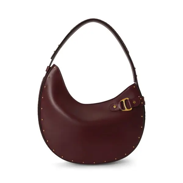 Ralph Lauren Large Tasha Shoulder Bag With Stud Embellishments - Dark Garnet