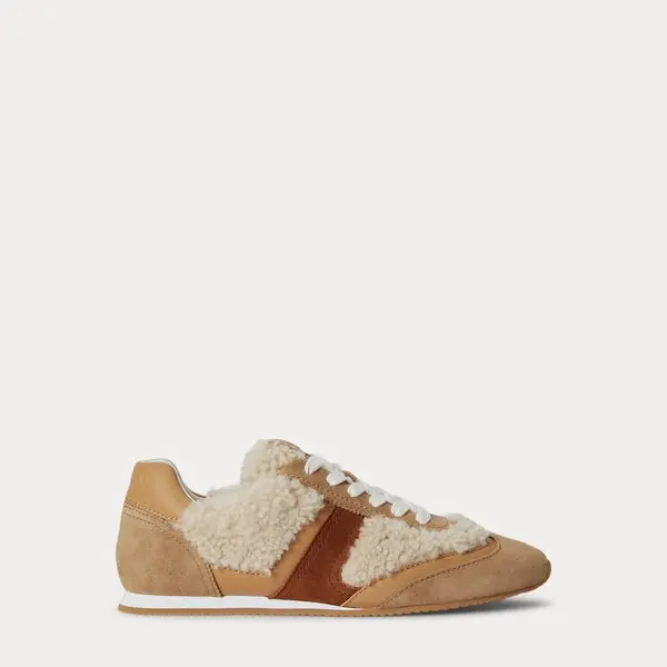 Ralph Lauren Dani Suede-shearling Low-profile Sneakers