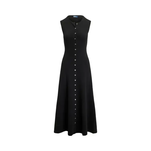 Ralph Lauren Buttoned Wool-blend Sleeveless Dress