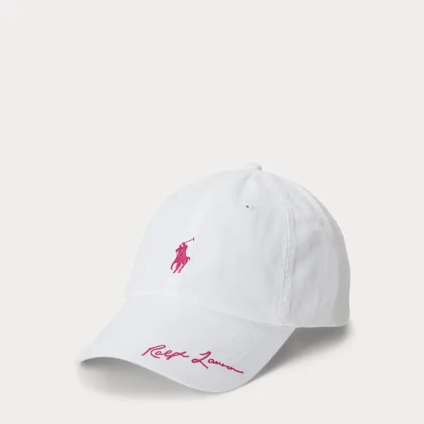 Ralph Lauren Pink Pony Twill Ball Cap - Ceramic White