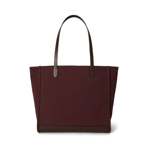 Ralph Lauren Dog Embroidered Large Tote Bag - Dark Garnet/brown