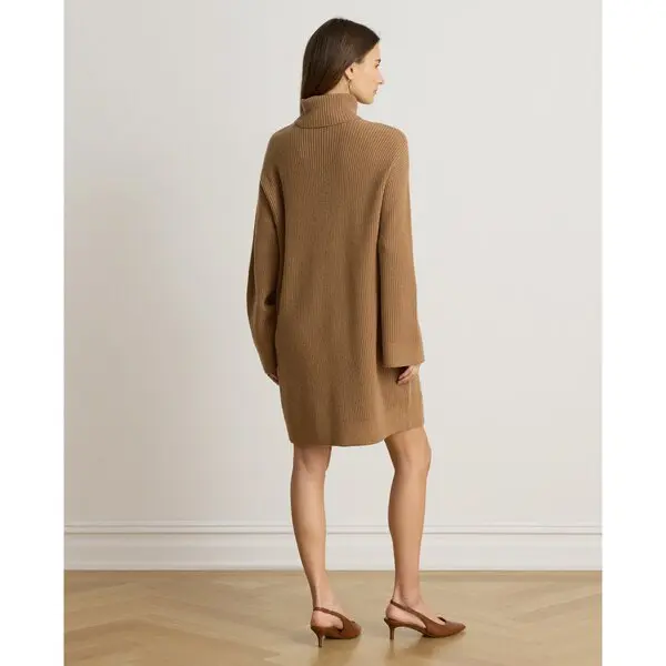 Ralph Lauren Wool-cashmere Turtleneck Dress - Lauren Camel