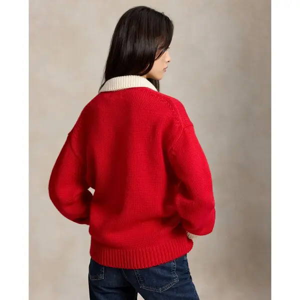Ralph Lauren Big Pony Wool Rugby Sweater - Rl Red/cream