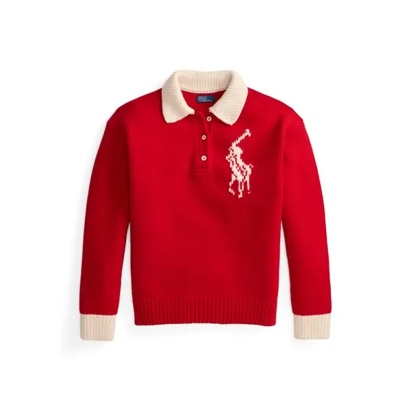 Ralph Lauren Big Pony Wool Rugby Sweater - Rl Red/cream