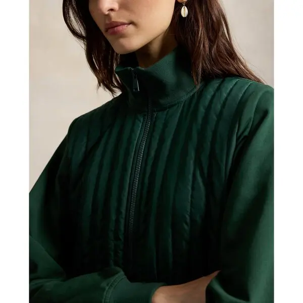 Ralph Lauren Quilted Mockneck Full-zip Cropped Jacket - Northwest Pine