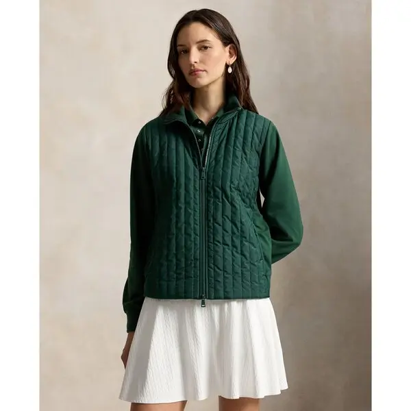 Ralph Lauren Quilted Mockneck Full-zip Cropped Jacket - Northwest Pine