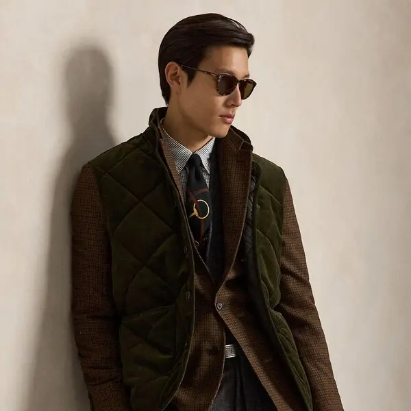 Ralph Lauren Quilted Corduroy Vest - Company Olive