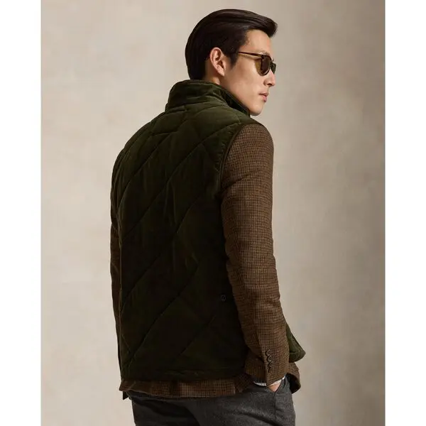 Ralph Lauren Quilted Corduroy Vest - Company Olive