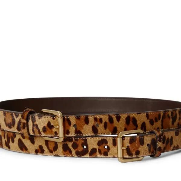 Ralph Lauren Haircalf Double-buckle Stacked Wide Belt
