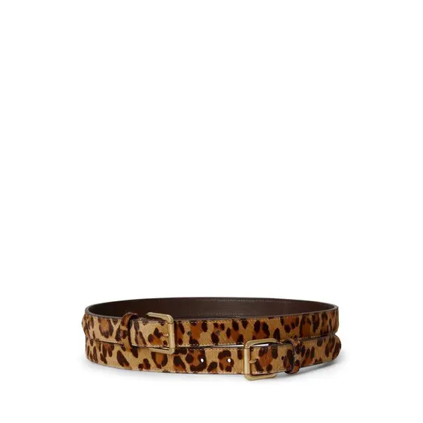 Ralph Lauren Haircalf Double-buckle Stacked Wide Belt