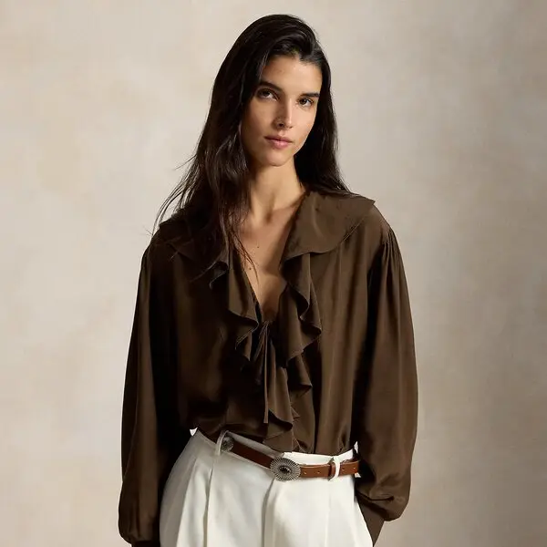 Ralph Lauren Ruffled Crepe Shirt