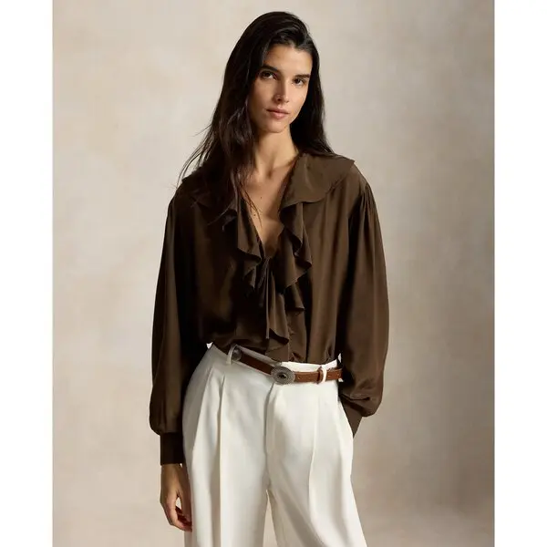 Ralph Lauren Ruffled Crepe Shirt