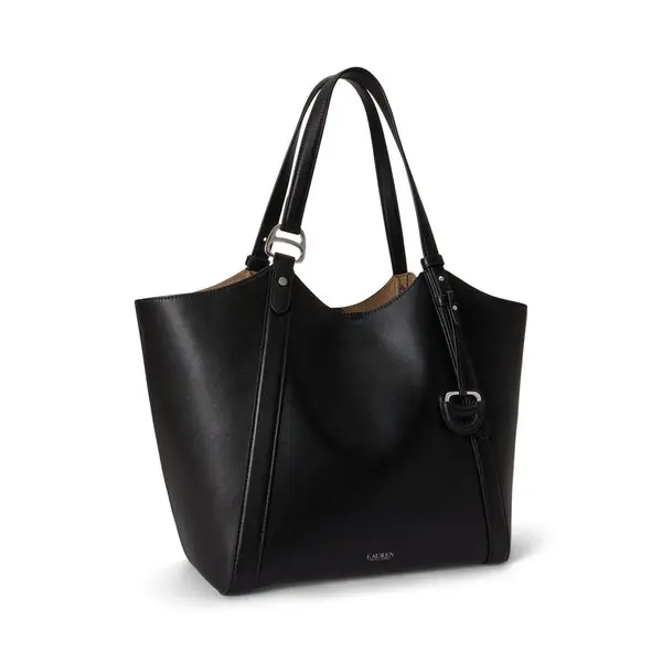Ralph Lauren Nappa Leather Large Tasha Tote Bag - Black