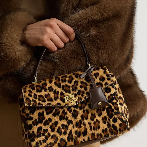 Ralph Lauren Print Haircalf Small Farrah Soft Satchel - Modern Leopard/chestnut