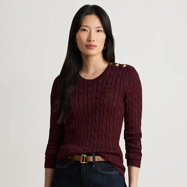 Ralph Lauren Button-trim Cable-knit Sweater