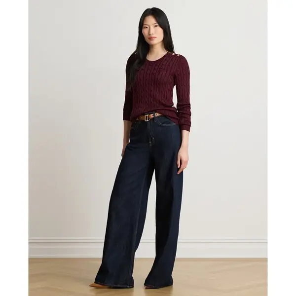 Ralph Lauren Button-trim Cable-knit Sweater