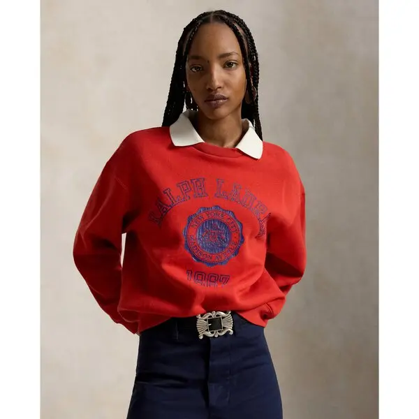 Ralph Lauren Crest Polo-collar Fleece Crewneck