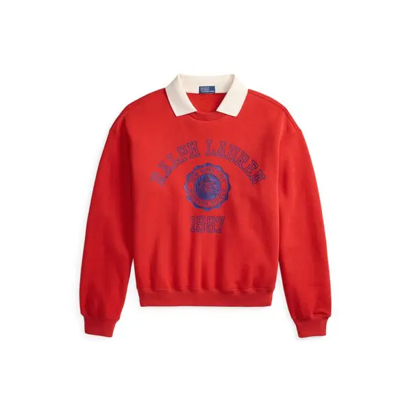 Ralph Lauren Crest Polo-collar Fleece Crewneck