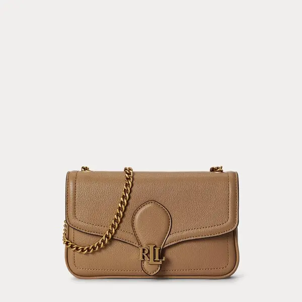 Ralph Lauren Pebbled Leather Bradley Crossbody Wallet - Camel