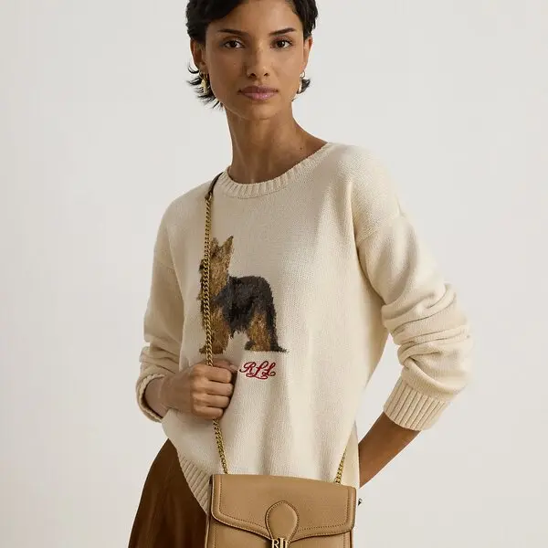 Ralph Lauren Pebbled Leather Bradley Crossbody Wallet - Camel