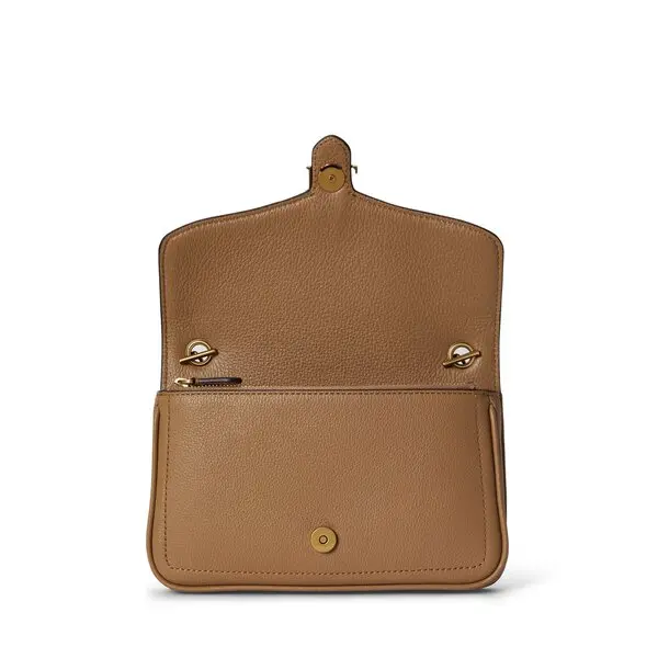 Ralph Lauren Pebbled Leather Bradley Crossbody Wallet - Camel